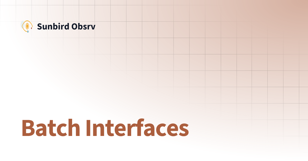 Batch Interfaces | Sunbird Obsrv